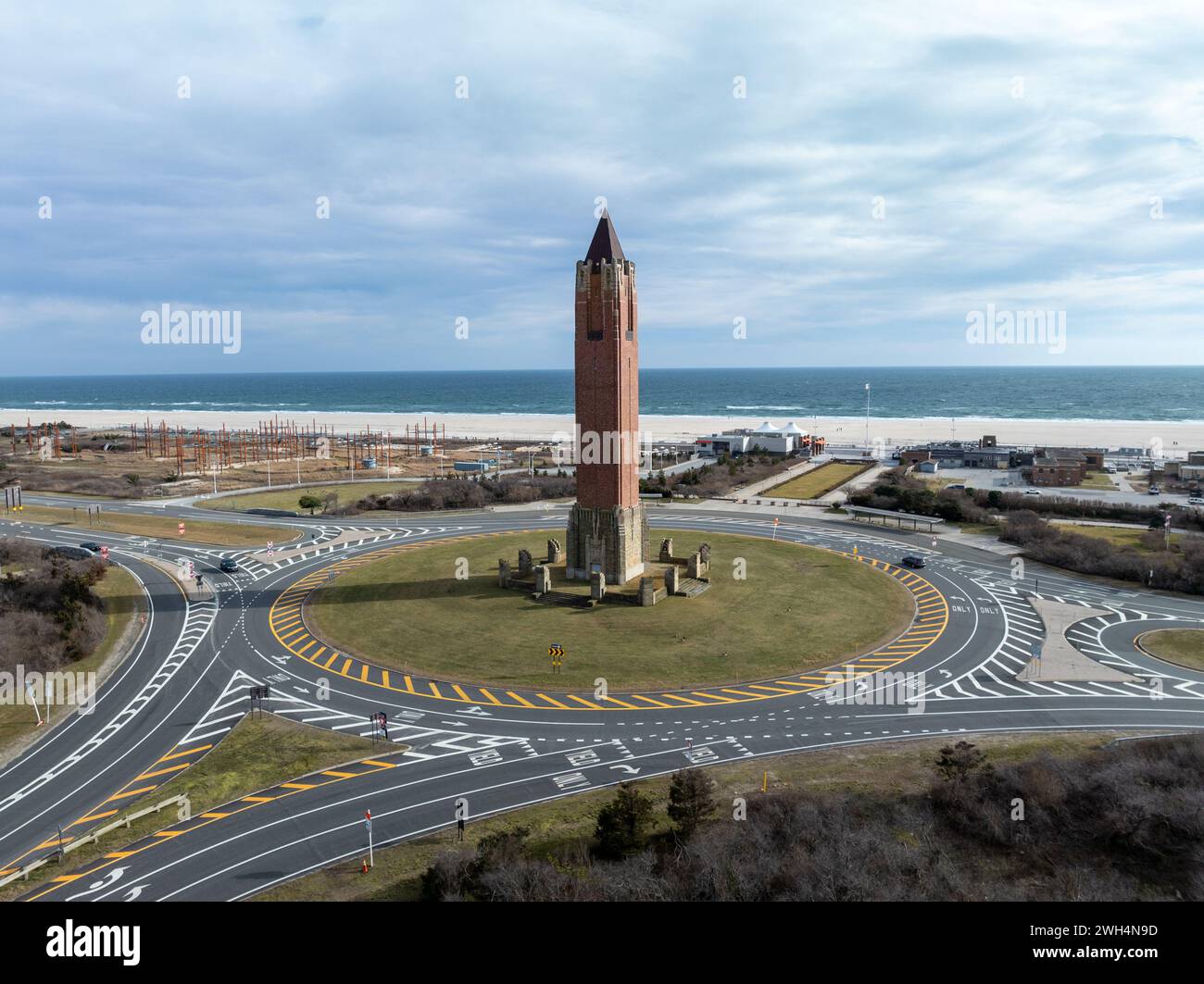 The Jones beach water tower on a bright sunny day on Long Island, New ...
