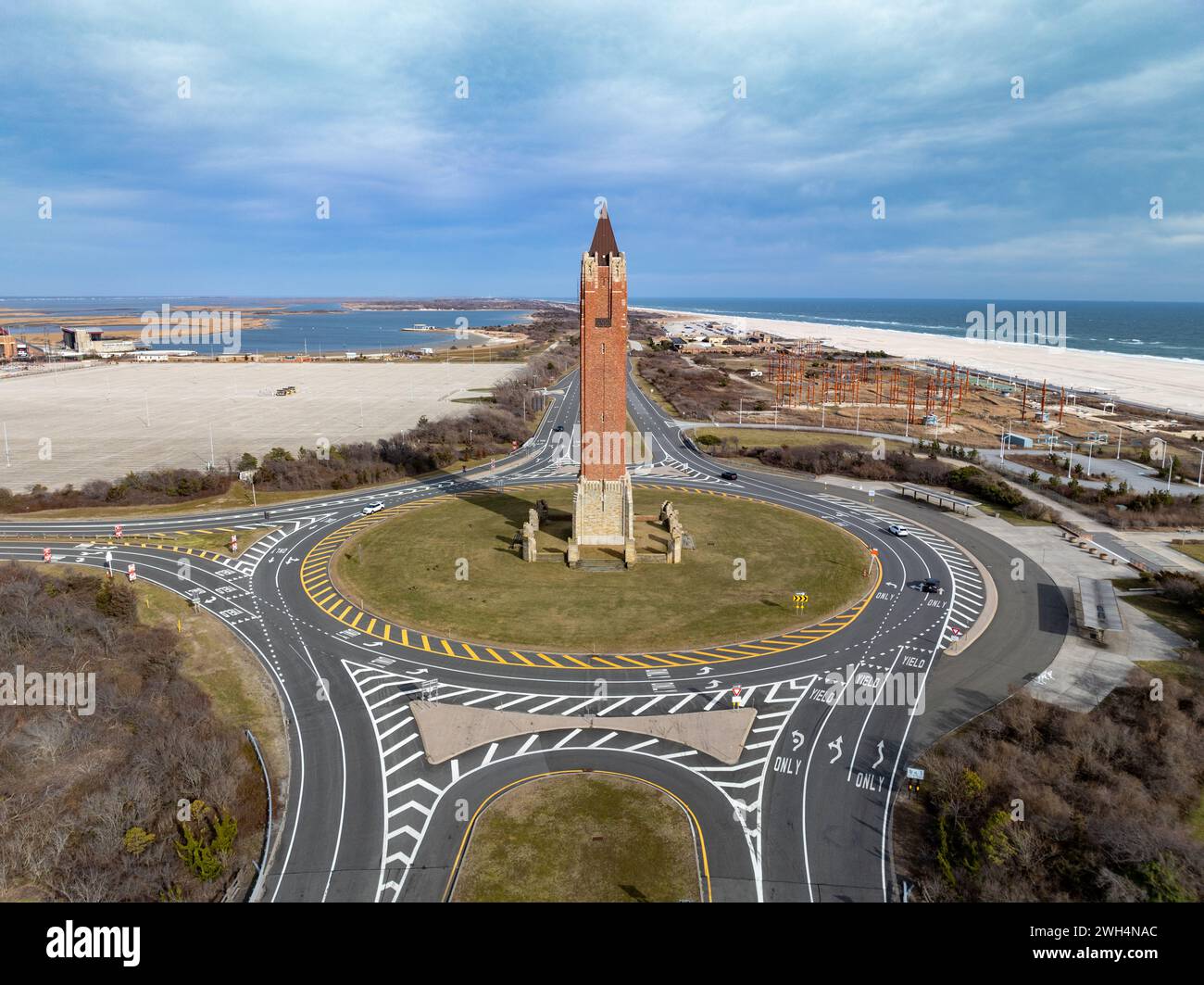 The Jones beach water tower on a bright sunny day on Long Island, New ...