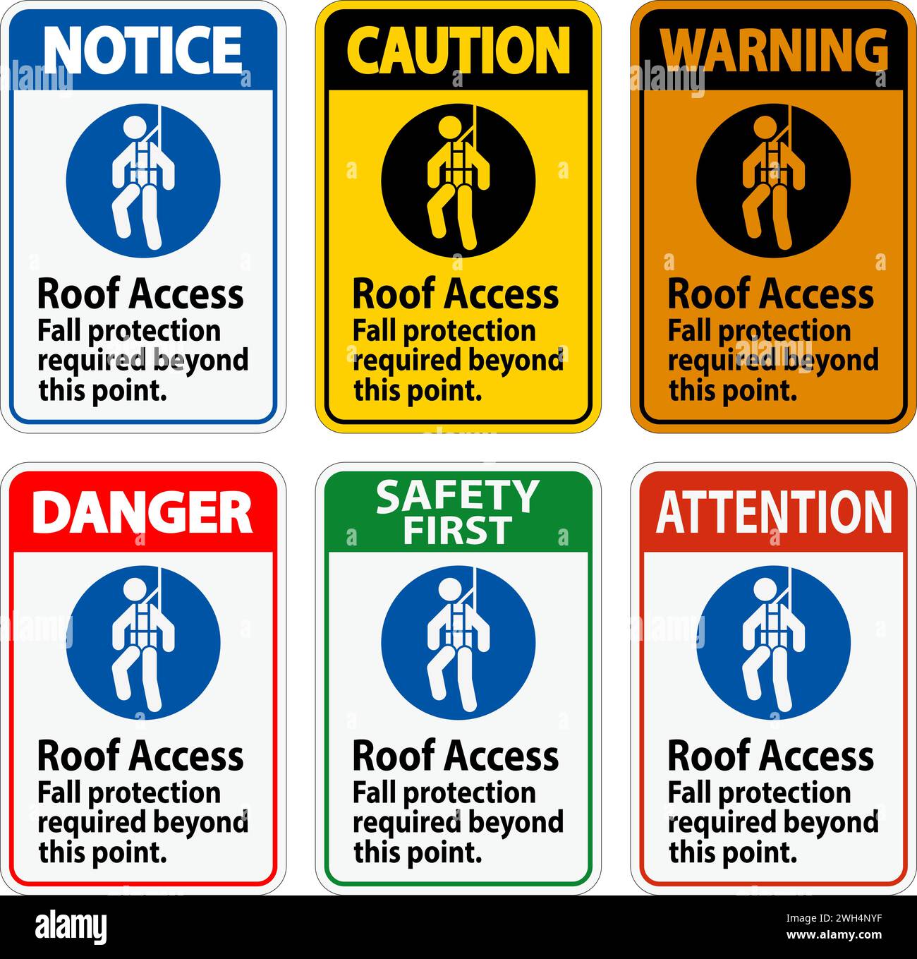 Warning Sign, Roof Access - Fall Protection Required Beyond This Point ...