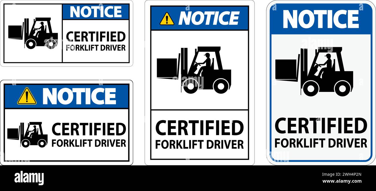 Hard Hat Labels, Notice Certified Forklift Driver Stock Vector Image ...