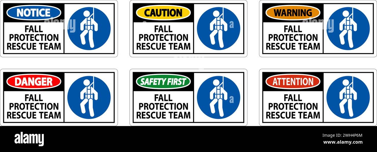 Hard Hat Decals, Danger Fall Protection Rescue Team Stock Vector Image & Art - Alamy