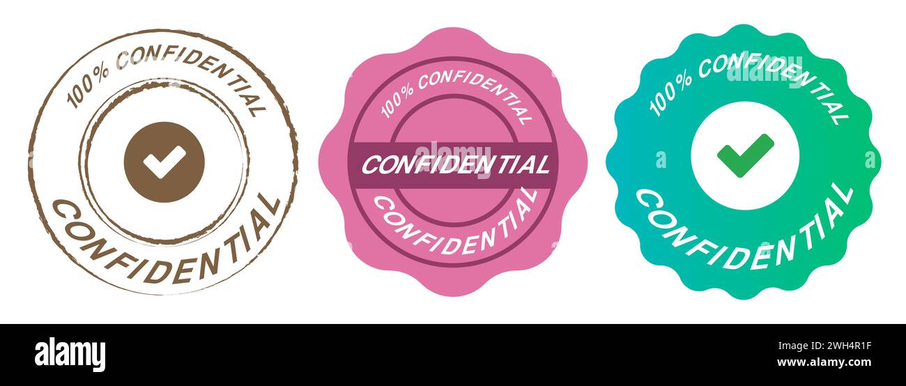 confidential stamp seal emblem logo badge circle set brown purple and ...