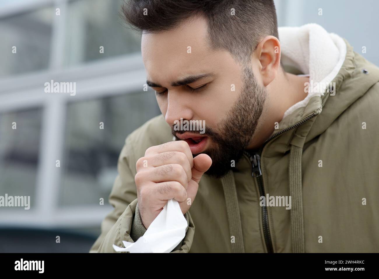 Sick male coughing symptoms bronchitis hi-res stock photography and ...