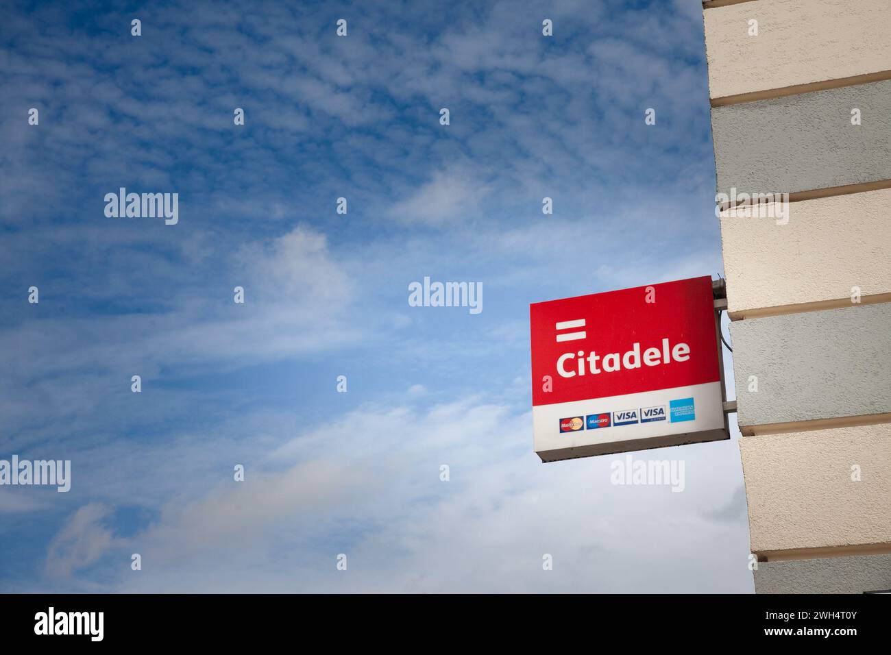 Picture of a sign with the logo of Citadele banka on their office in ...