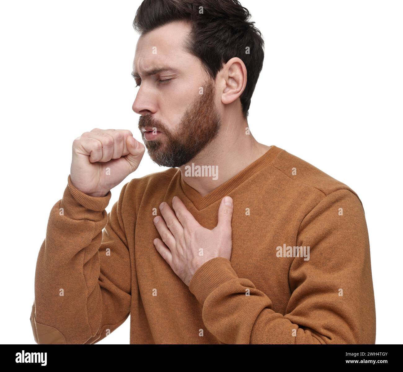 Sick male coughing symptoms bronchitis hi-res stock photography and ...