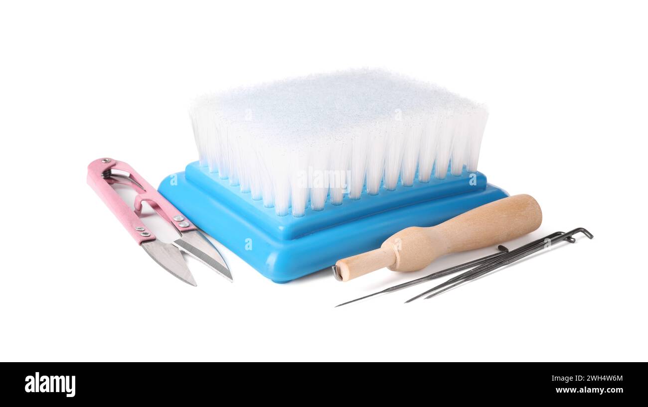 Set of needle felting tools isolated on white Stock Photo - Alamy