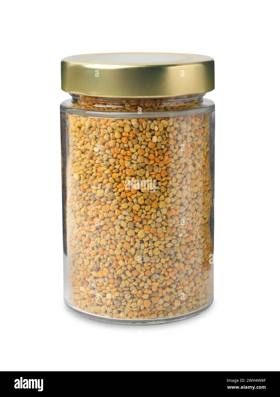 Fresh bee pollen granules in jar isolated on white Stock Photo - Alamy