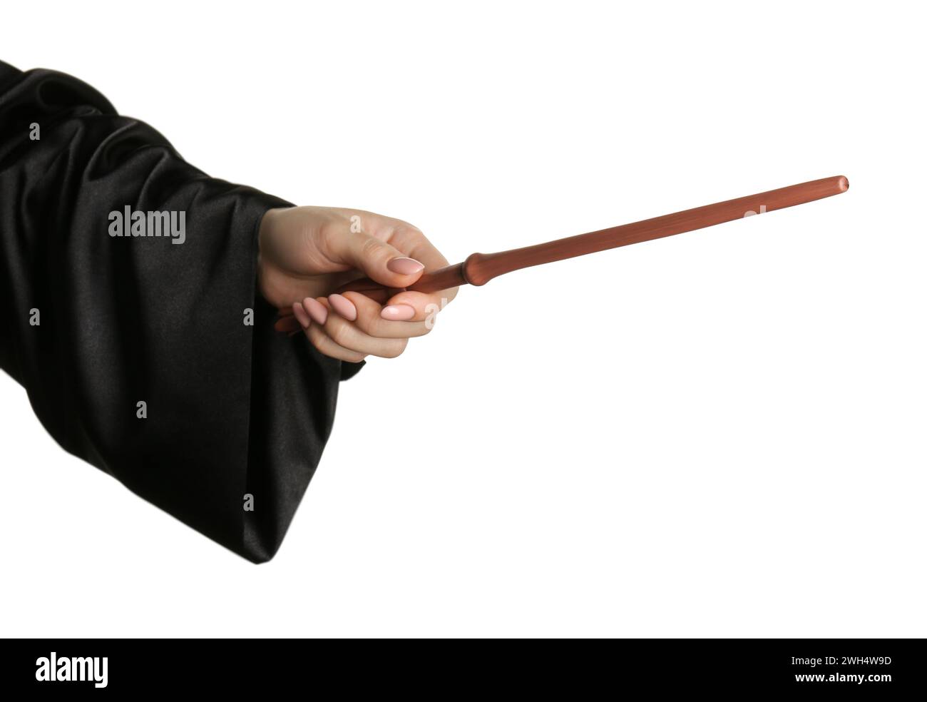 Wizard holding magic wand on white background, closeup Stock Photo - Alamy