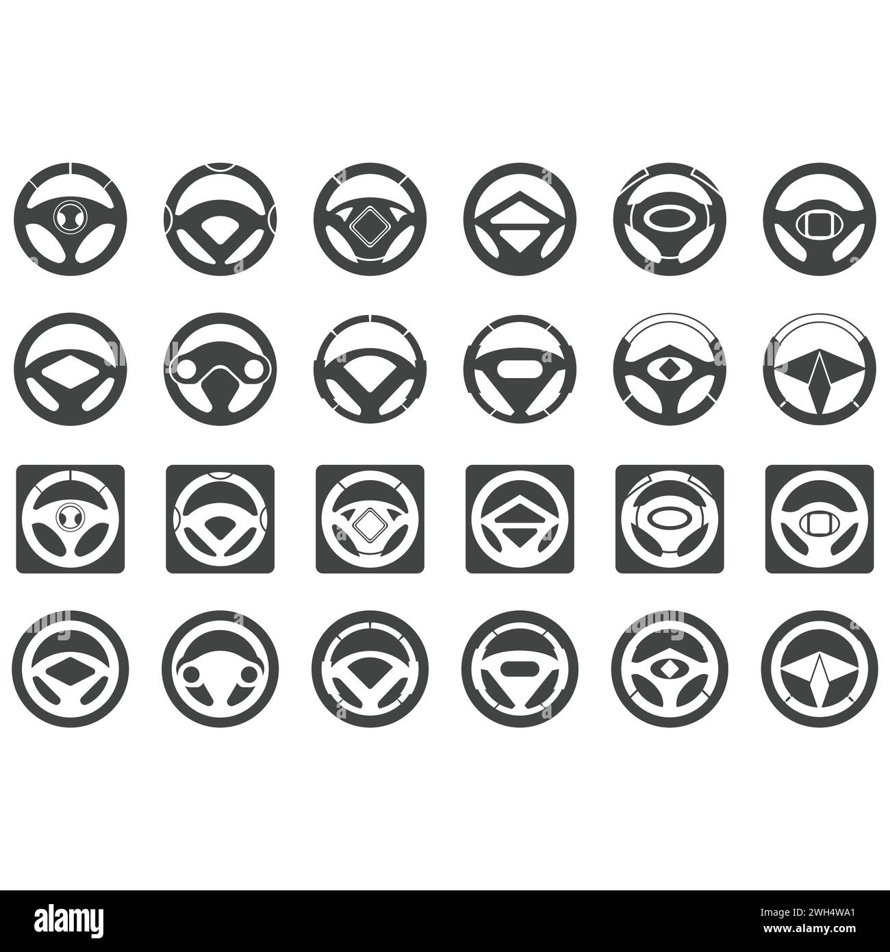 Collection of car steering wheel logo vector illustrations Stock Vector ...