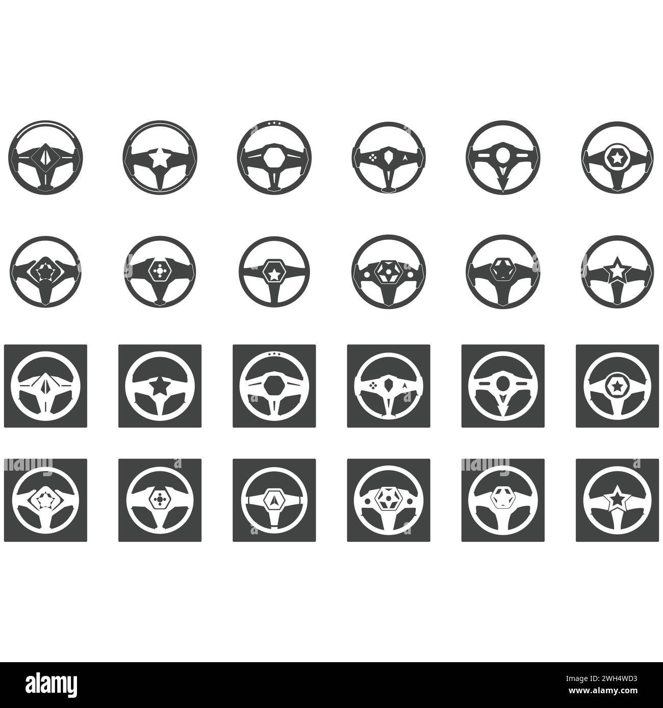 Collection of car steering wheel logo vector illustrations Stock Vector ...