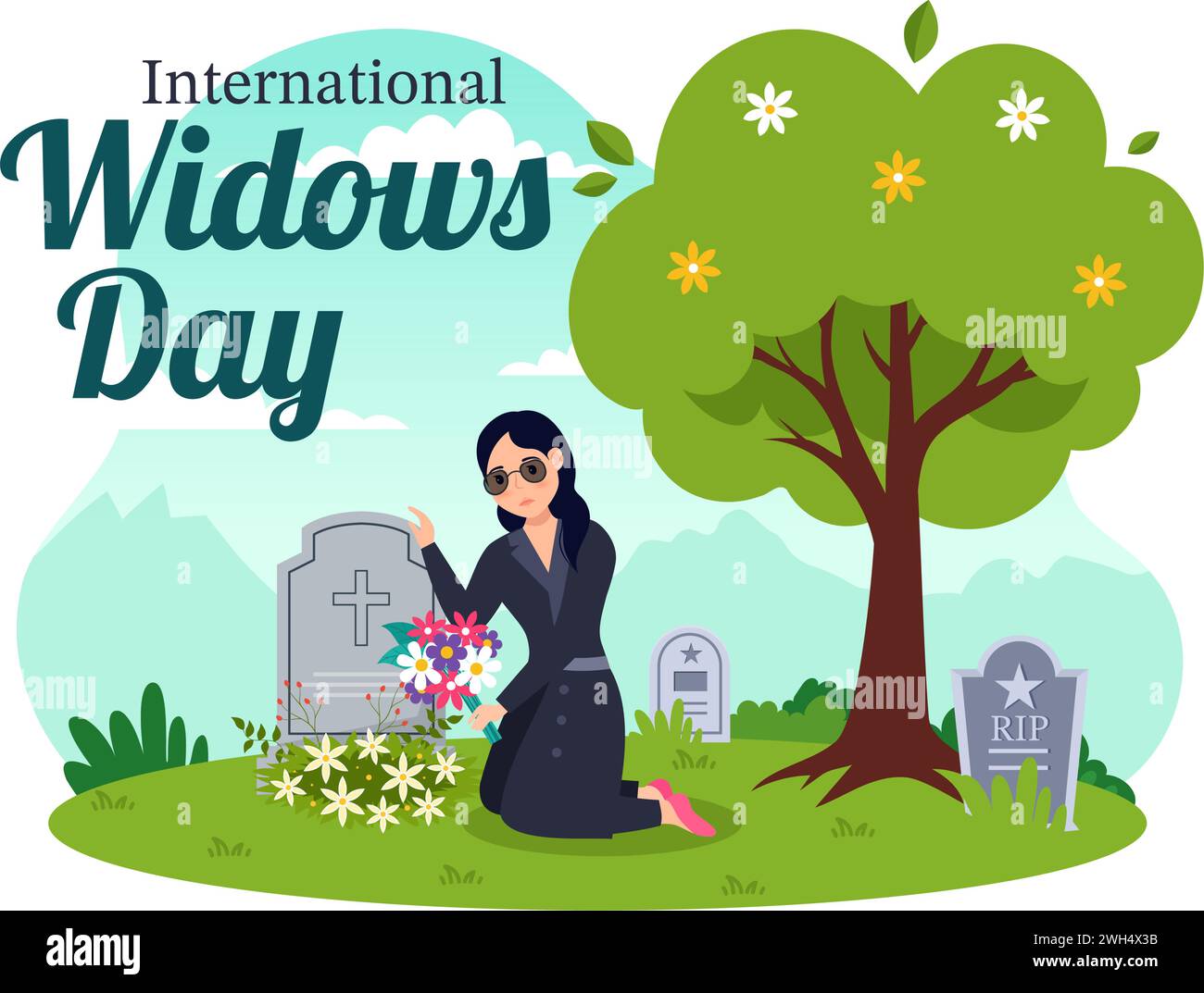 International Widows Day Vector Illustration on 23 June with Woman ...