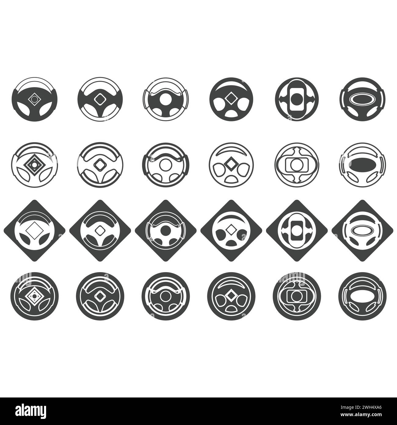 Collection of car steering wheel logo vector illustrations Stock Vector ...