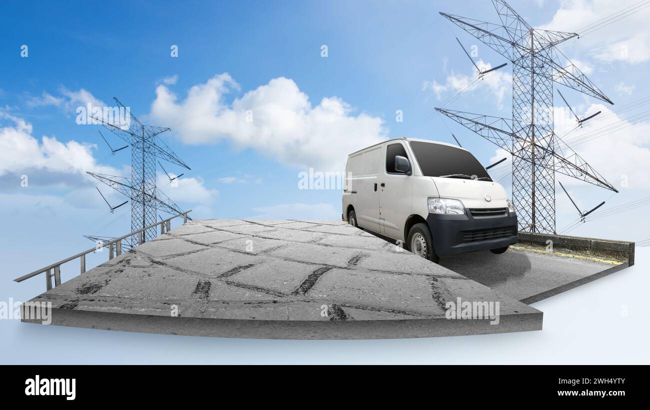 Sidewalk street minivan car hi-res stock photography and images - Alamy