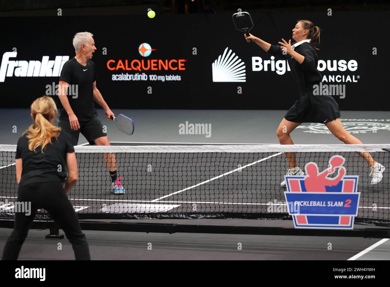 Maria Sharapova reaches to hit a shot at Hard Rock Live at Seminole ...