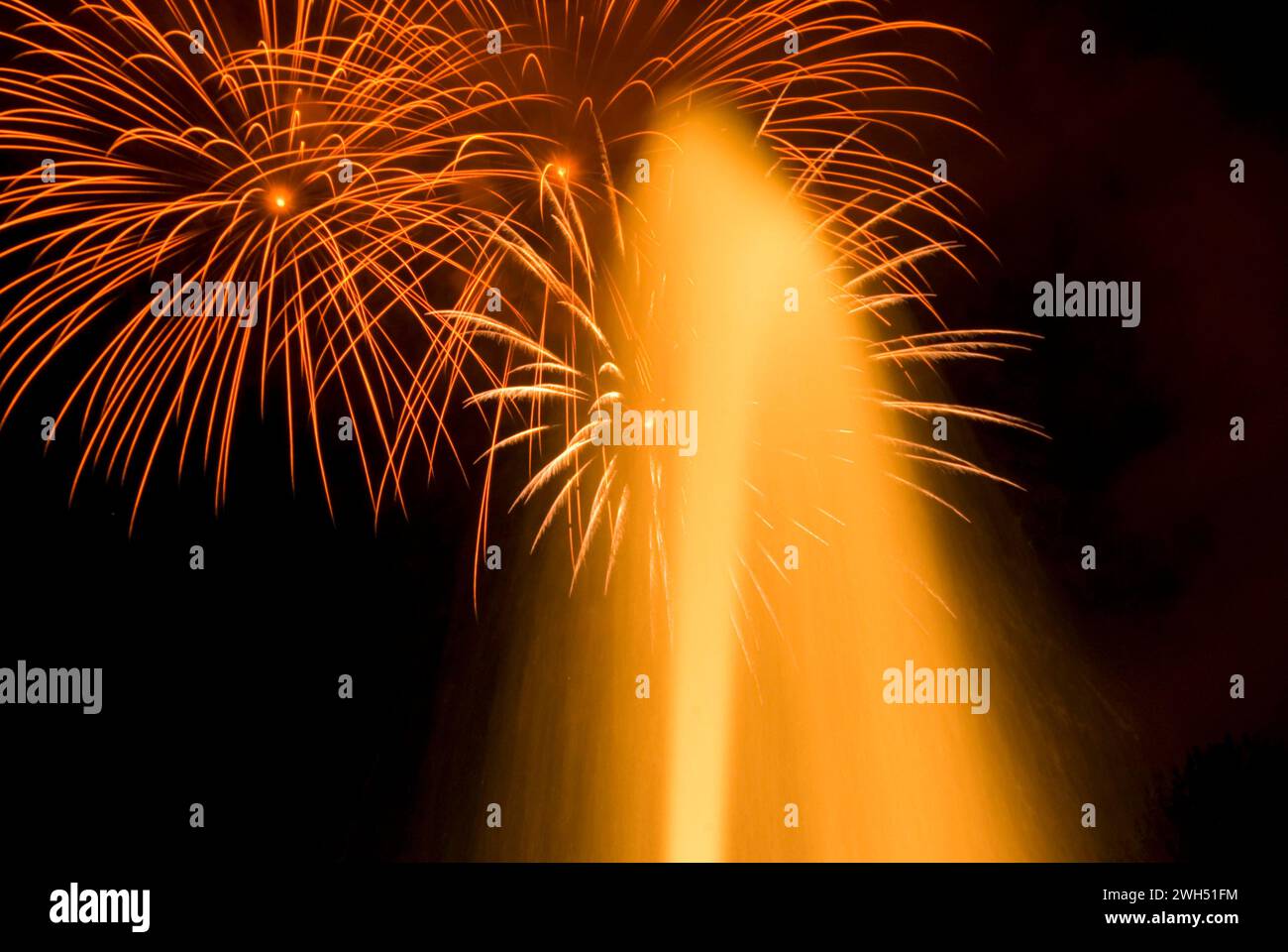 Axis Fountain with July 4th Fireworks, Oregon Garden, Oregon Stock ...