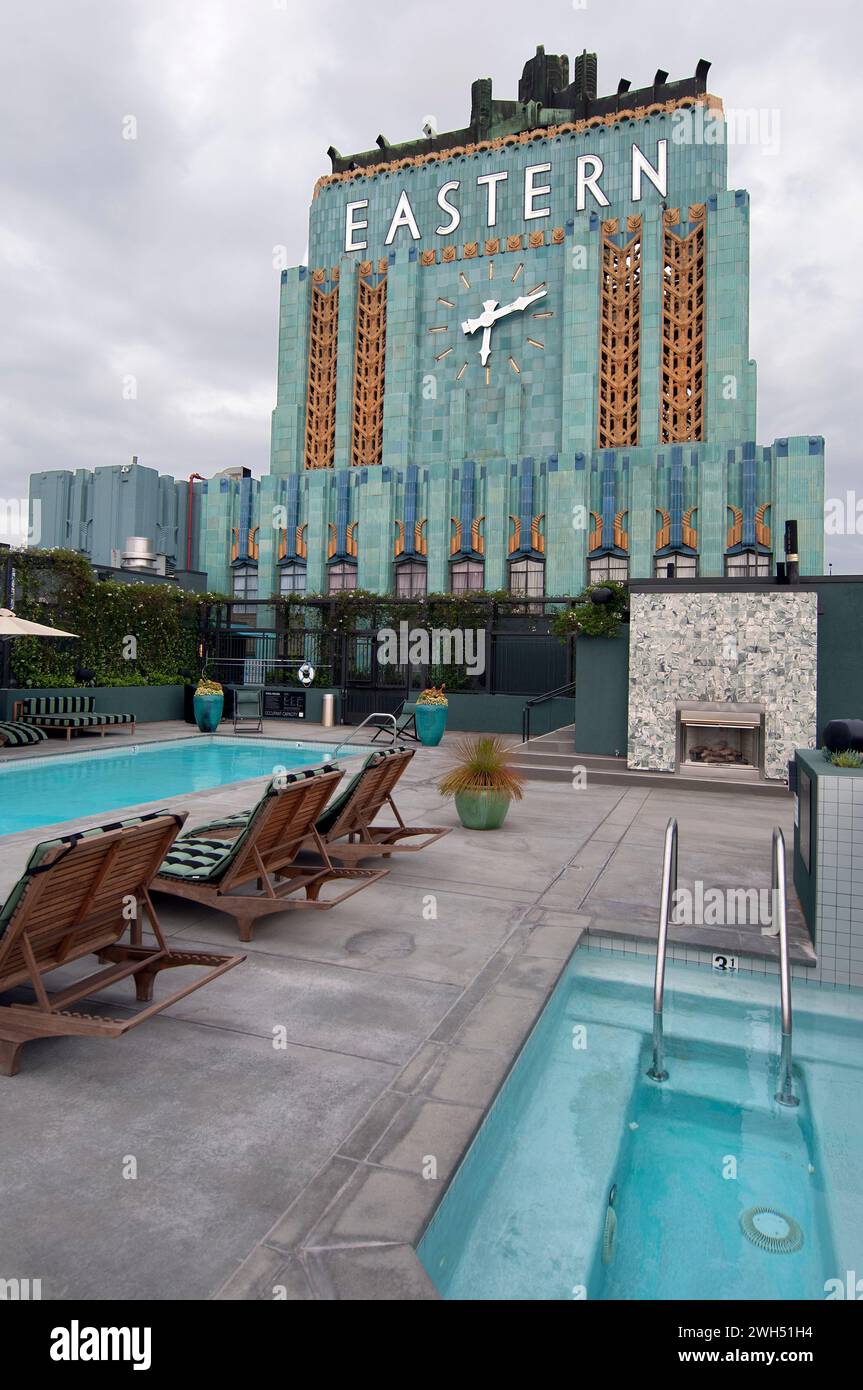 Clock, tower, rooftop, pool, historic, art deco, Eastern, building ...