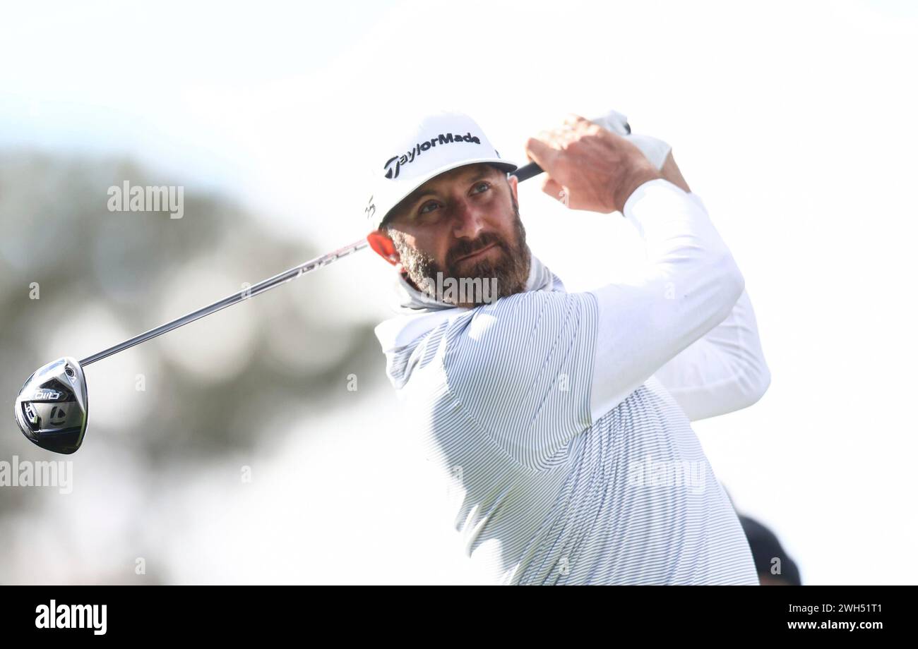 Captain Dustin Johnson of 4Aces GC hits his shot from the tenth tee ...
