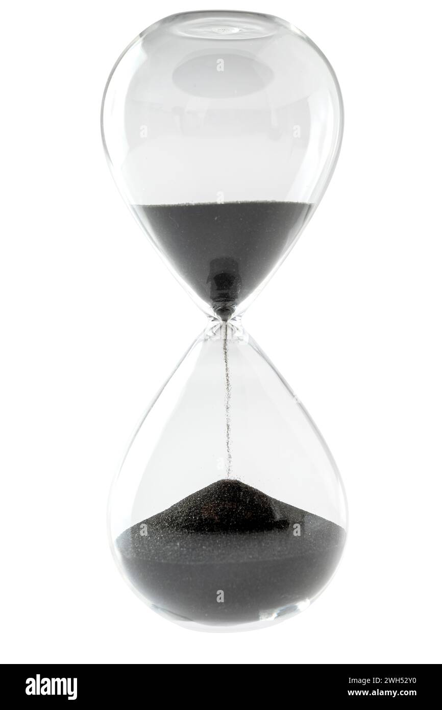 Hour glass sand falling passing Cut Out Stock Images & Pictures - Alamy