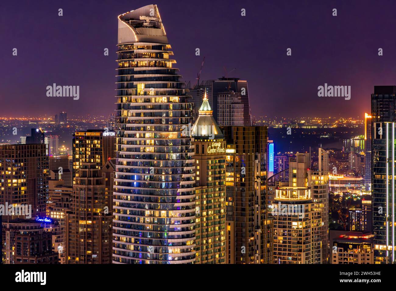 Bangkok skyline landscape at night, Thailand Stock Photo - Alamy