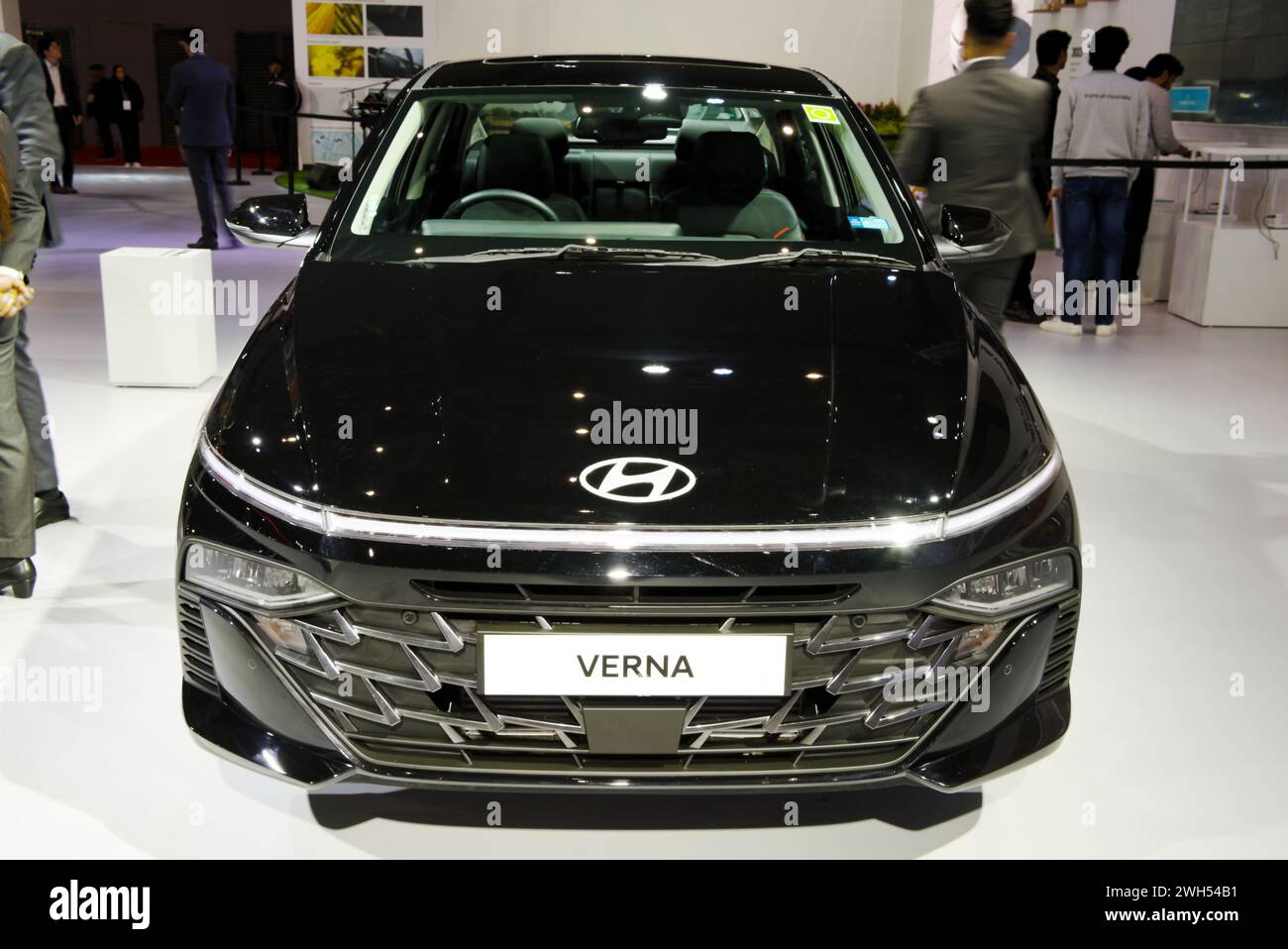 New Delhi - February 1, 2024: Hyundai Verna car is on display at Bharat ...