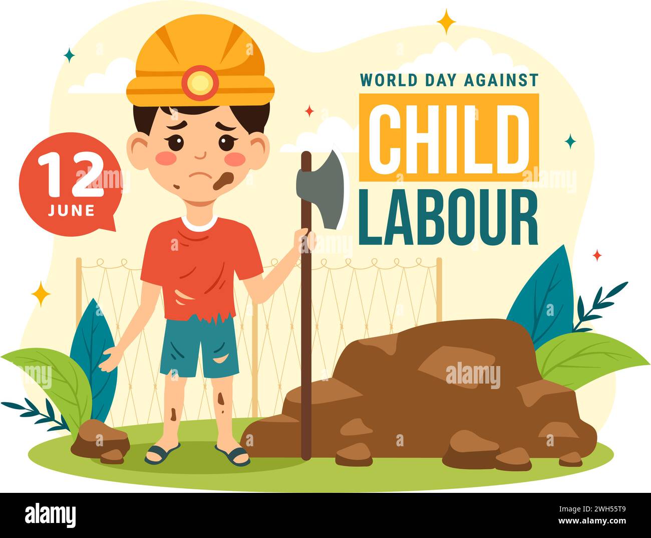 World Day Against Child Labour Vector Illustration on 12 June with ...