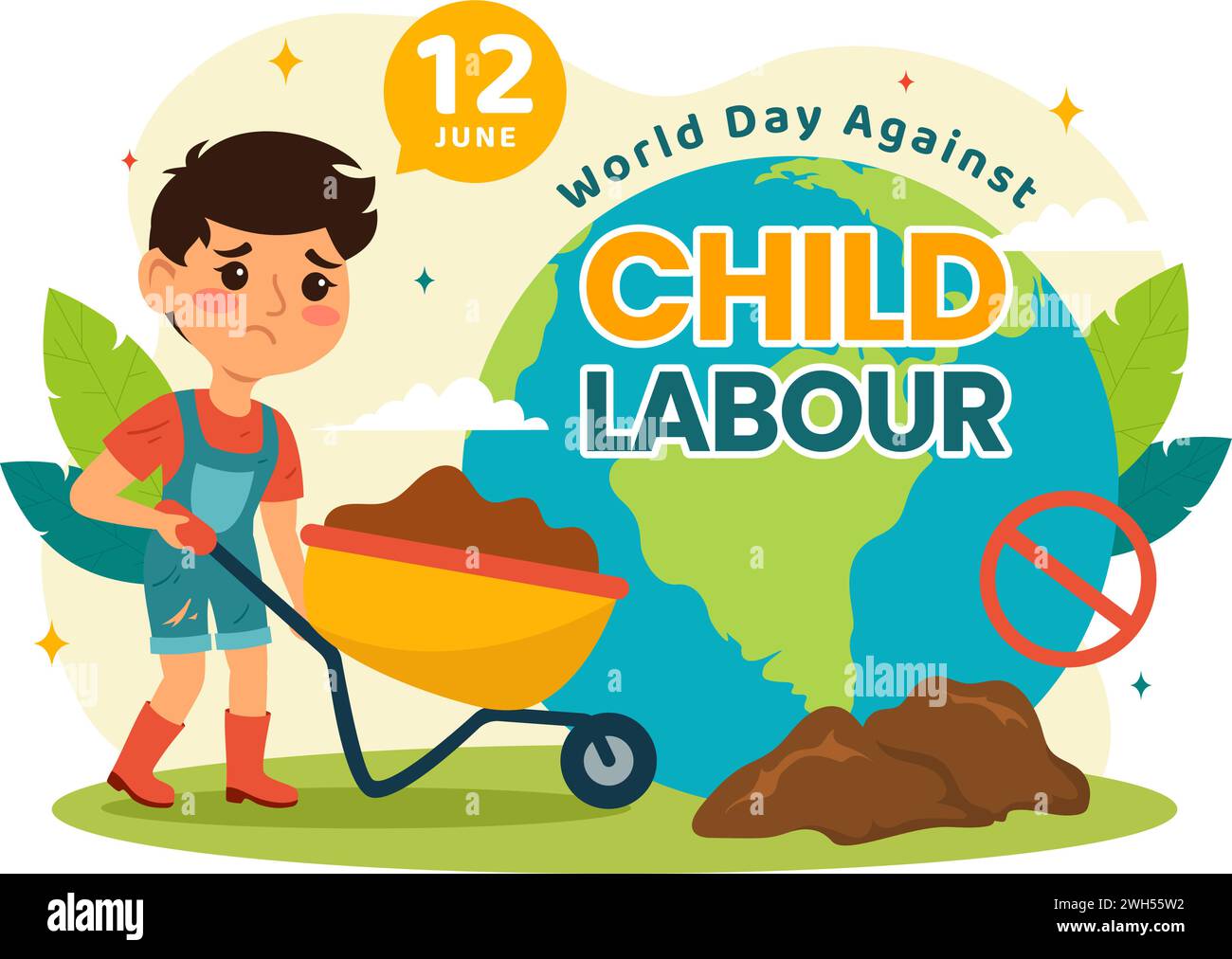 World Day Against Child Labour Vector Illustration on 12 June with ...