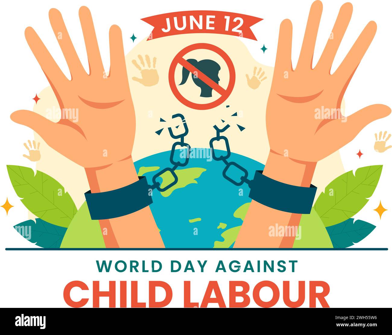 World Day Against Child Labour Vector Illustration on 12 June with ...