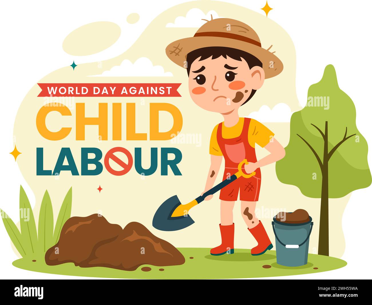 World Day Against Child Labour Vector Illustration on 12 June with ...