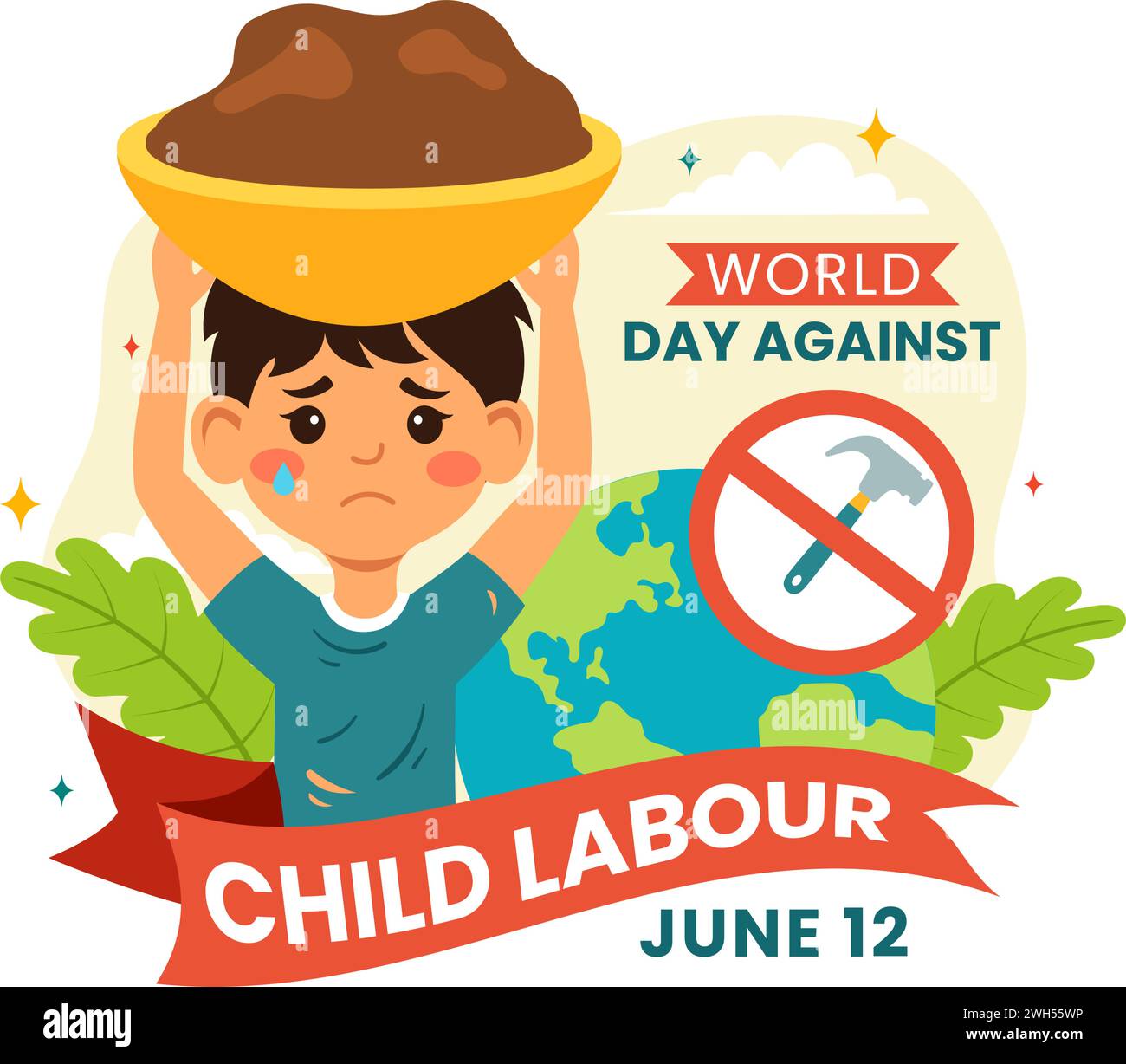 World Day Against Child Labour Vector Illustration on 12 June with ...