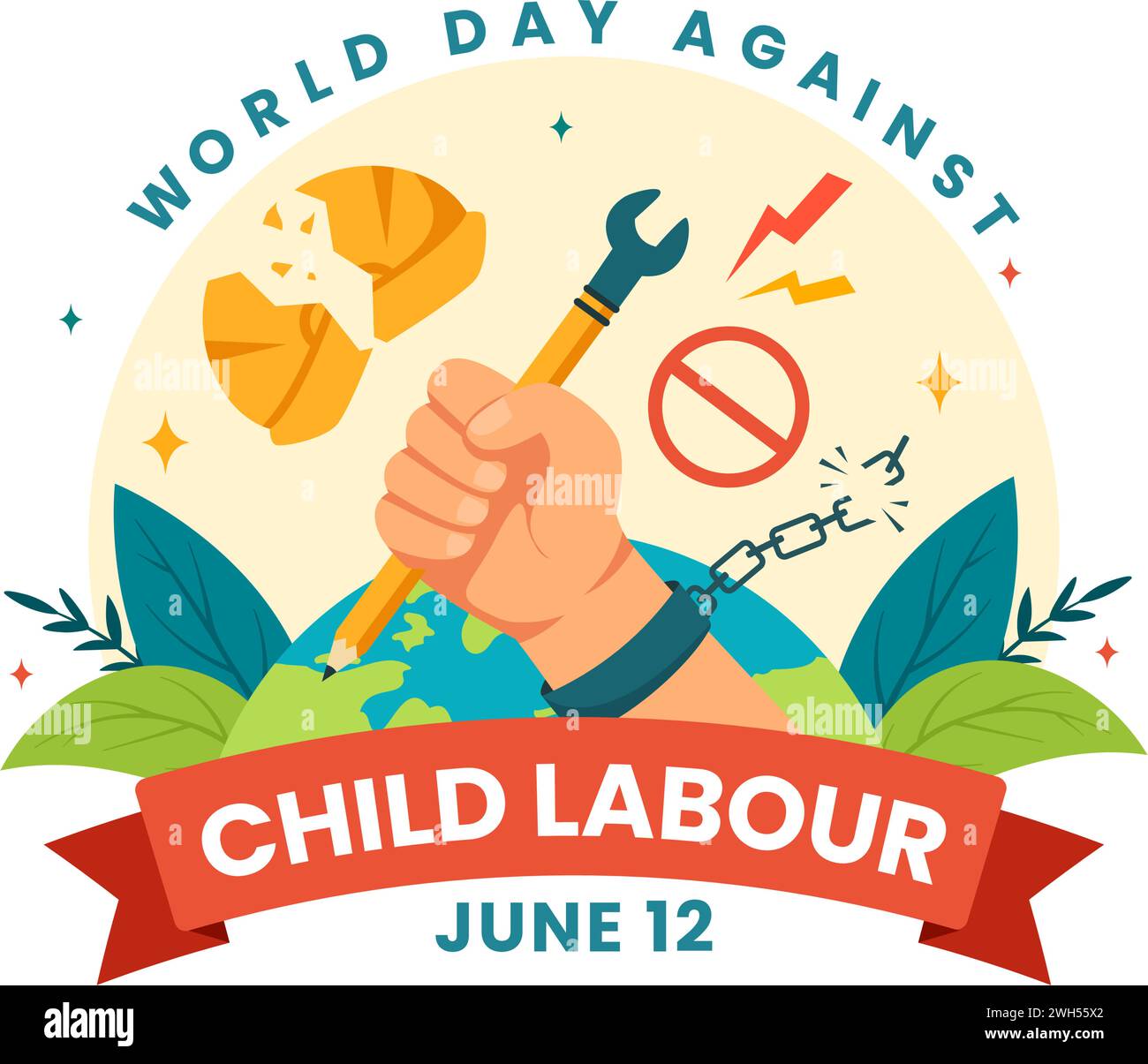 World Day Against Child Labour Vector Illustration on 12 June with ...