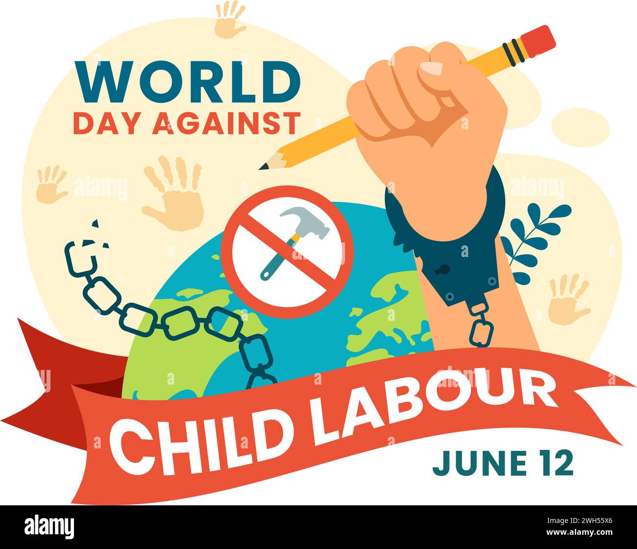 World Day Against Child Labour Vector Illustration on 12 June with ...