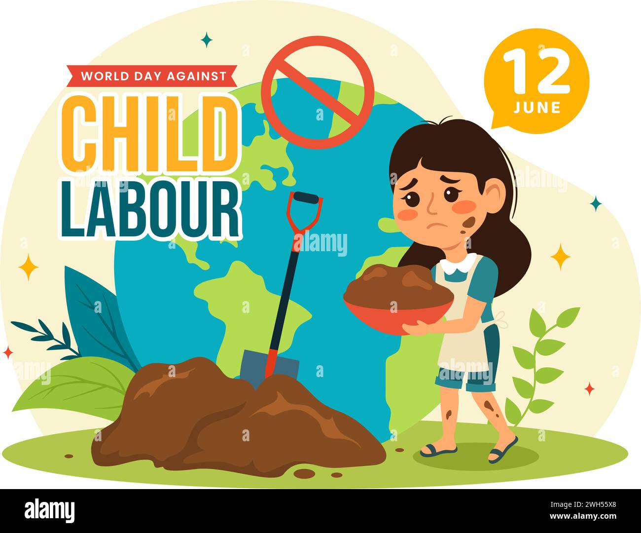 World Day Against Child Labour Vector Illustration on 12 June with ...