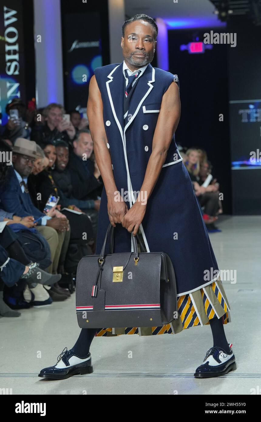 Billy Porter wearing dress by Thom Browne walks runway for The Blue ...