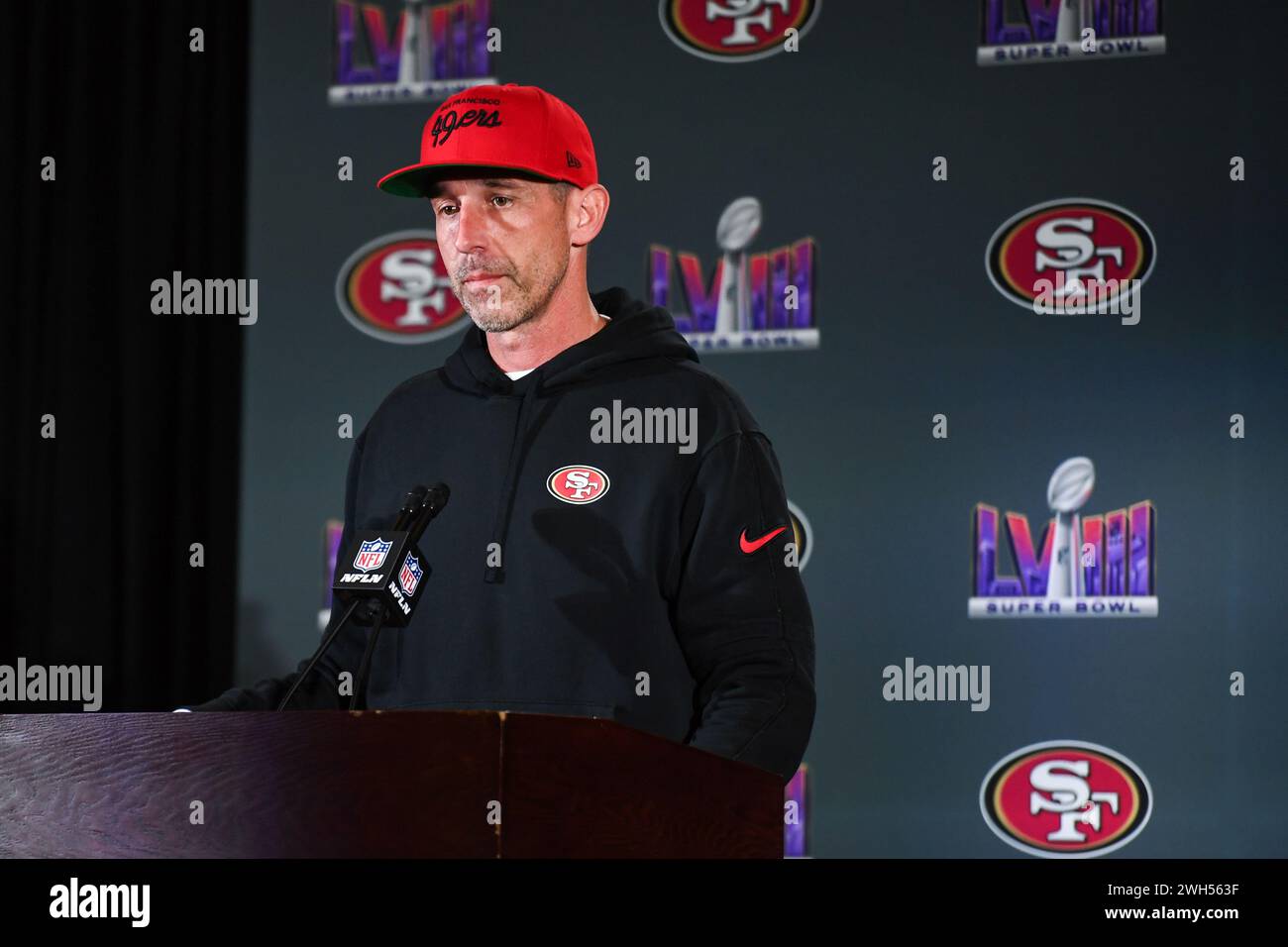 Las Vegas, USA. 07th Feb, 2024. San Francisco 49ers head coach Kyle ...