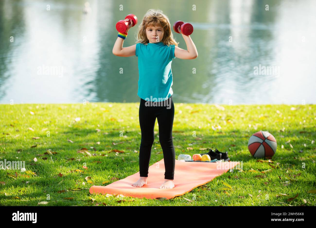 Kids sport. Children having workout. Sport kids activities outdoor ...
