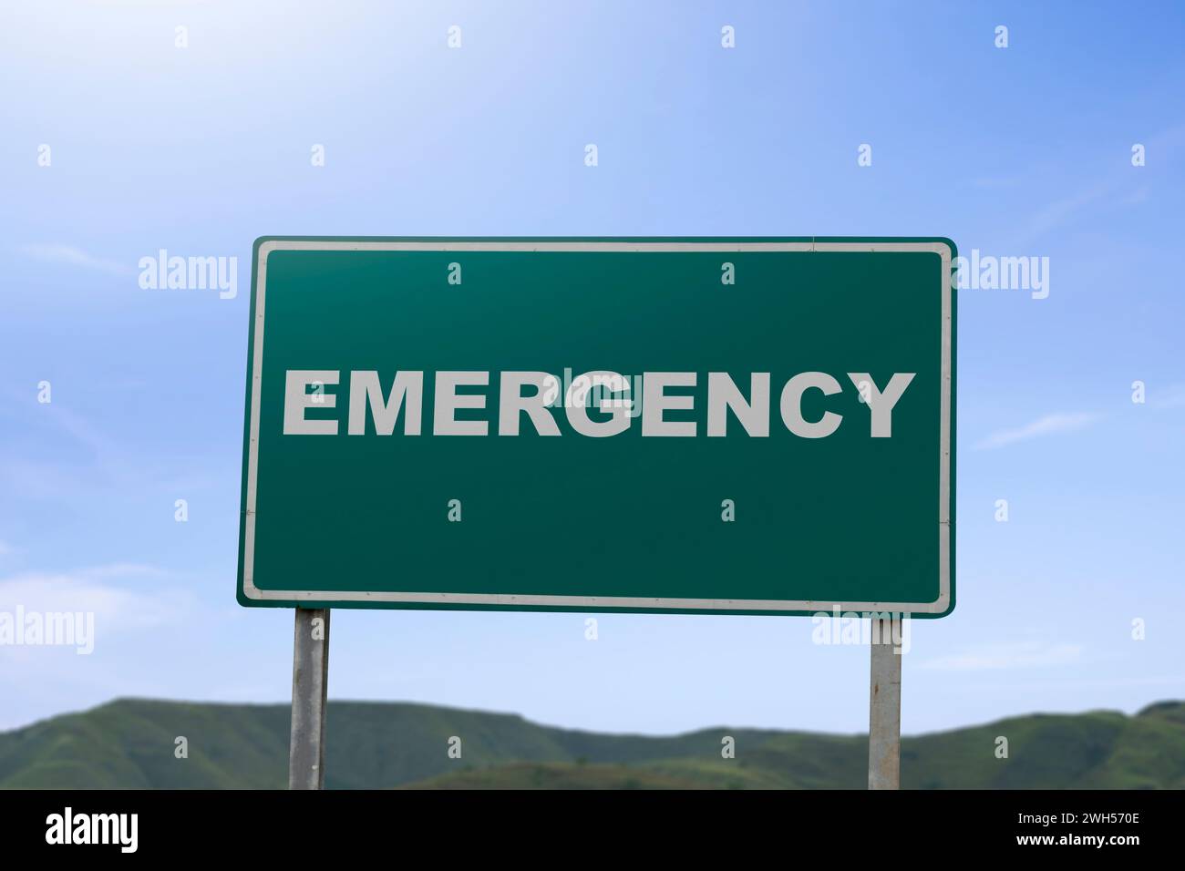 Traffic sign with 'Emergency' text. Emergency action plan concept Stock ...