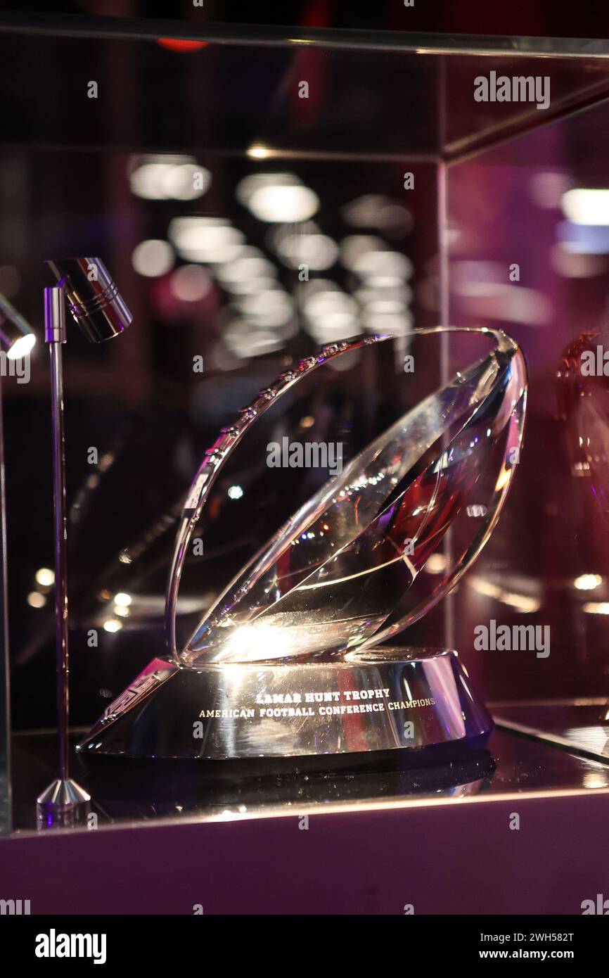 Las Vegas, NV, USA. 07th Feb, 2024. The Lamar Hunt Trophy on display ...