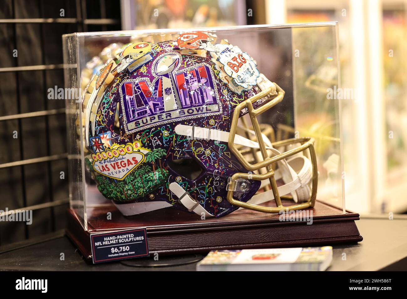 Las Vegas, NV, USA. 07th Feb, 2024. A hand-painted NFL helmet by ...