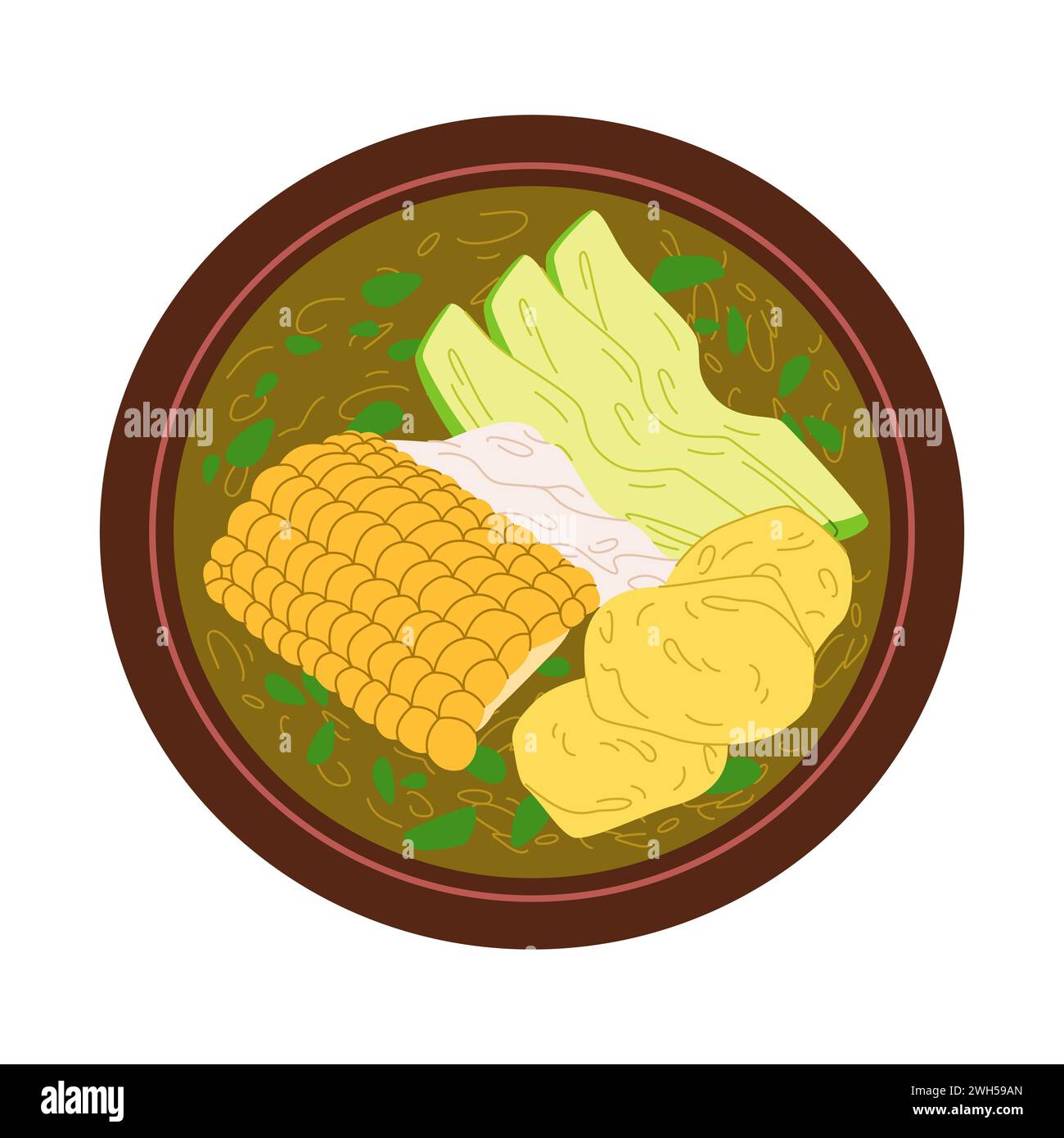 ajiaco traditional food colombia made from shredded chicken corn potato ...