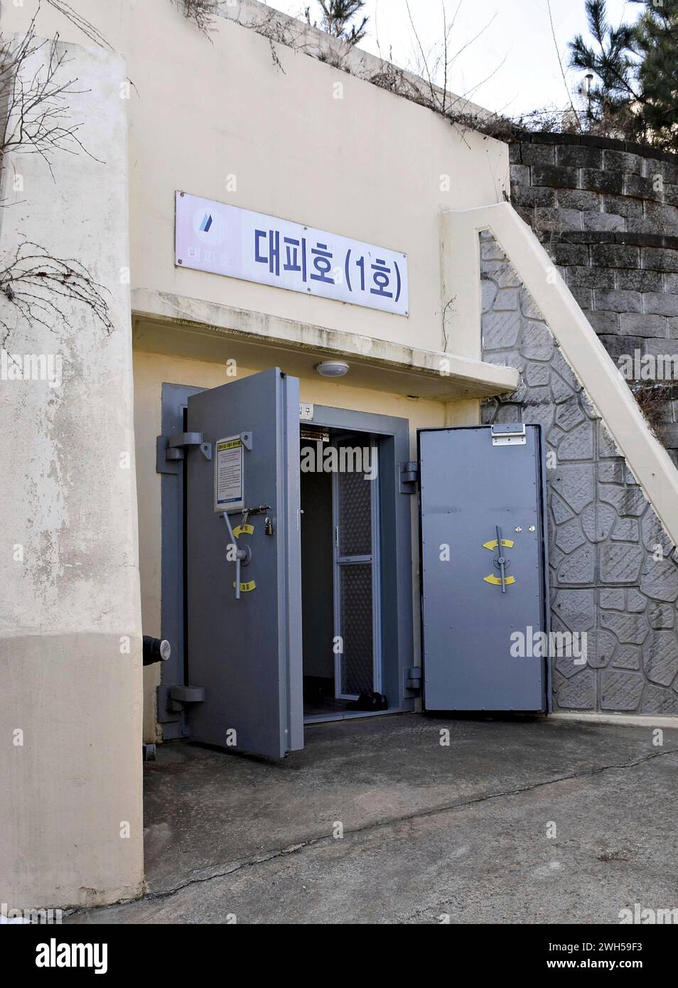 A photo shows an evacuation shelter built on the mountainside in ...