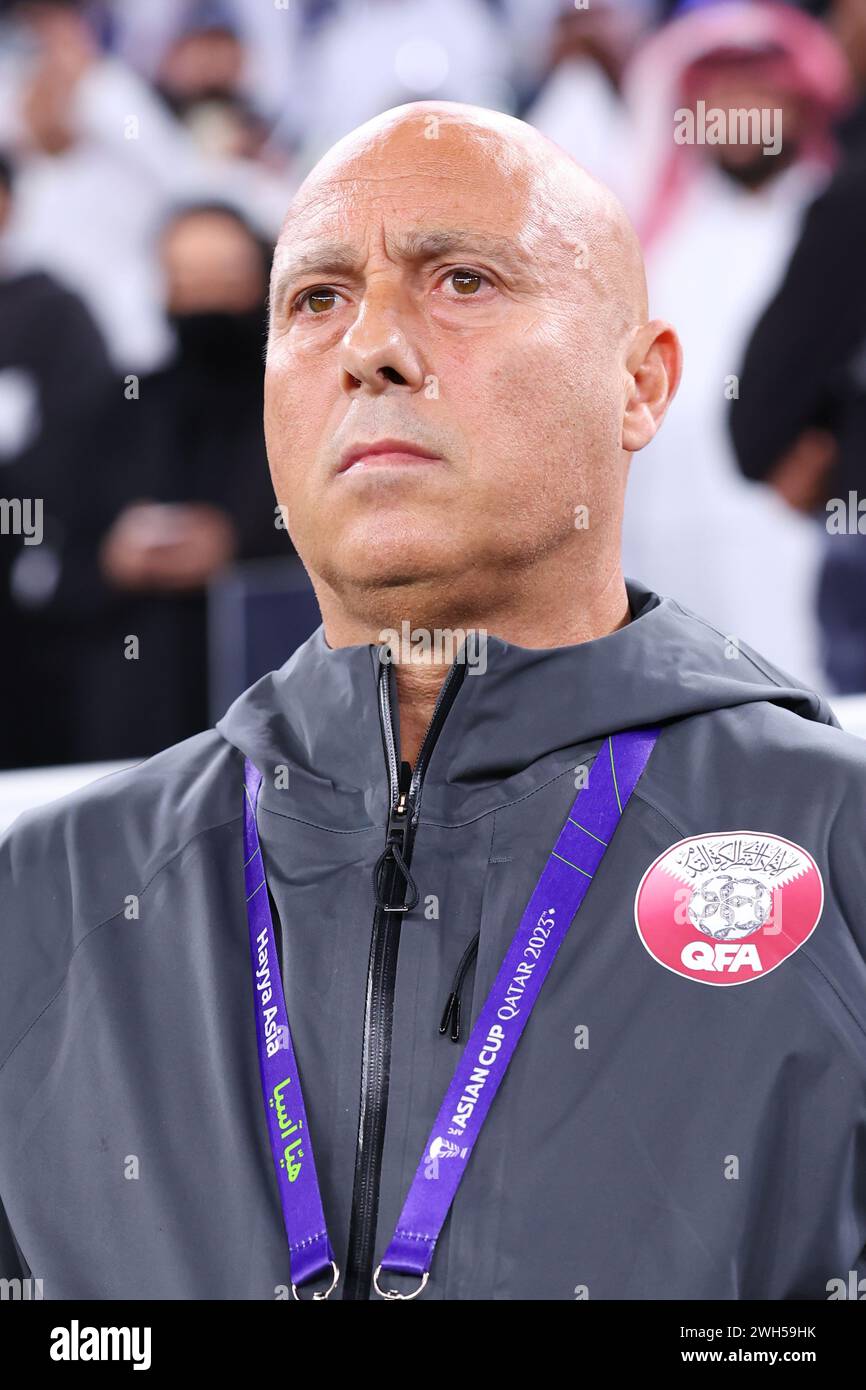 Doha, Qatar. 7th Feb, 2024. Tintin Marquez head coach (QAT) Football ...
