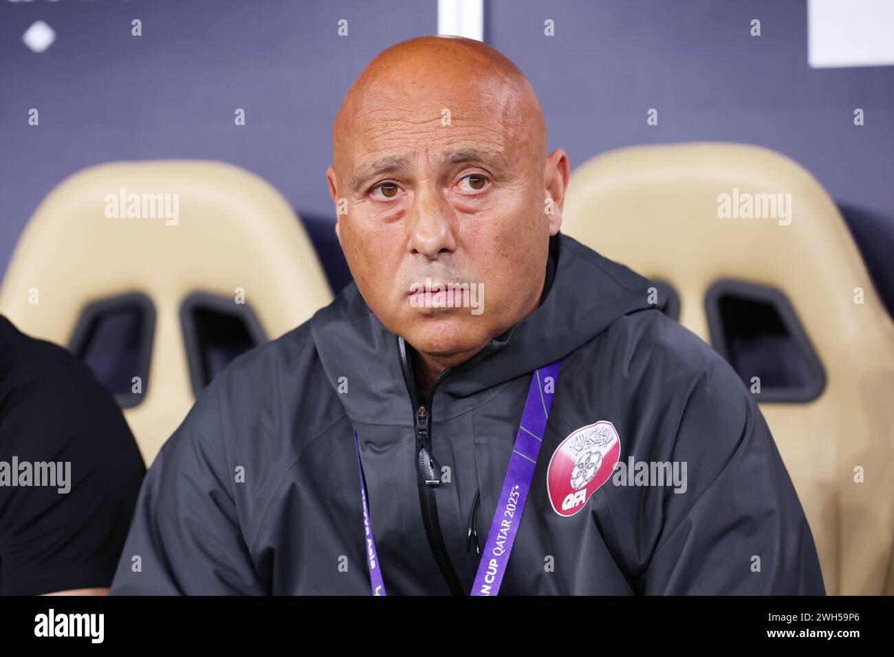 Doha, Qatar. 7th Feb, 2024. Tintin Marquez head coach (QAT) Football ...