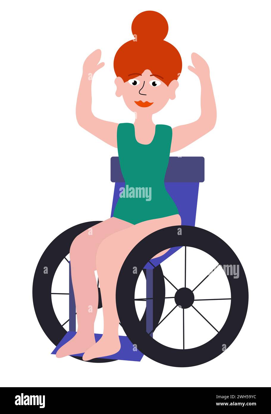 Body positive concept. Woman with Disability on wheelchair. Happy ...
