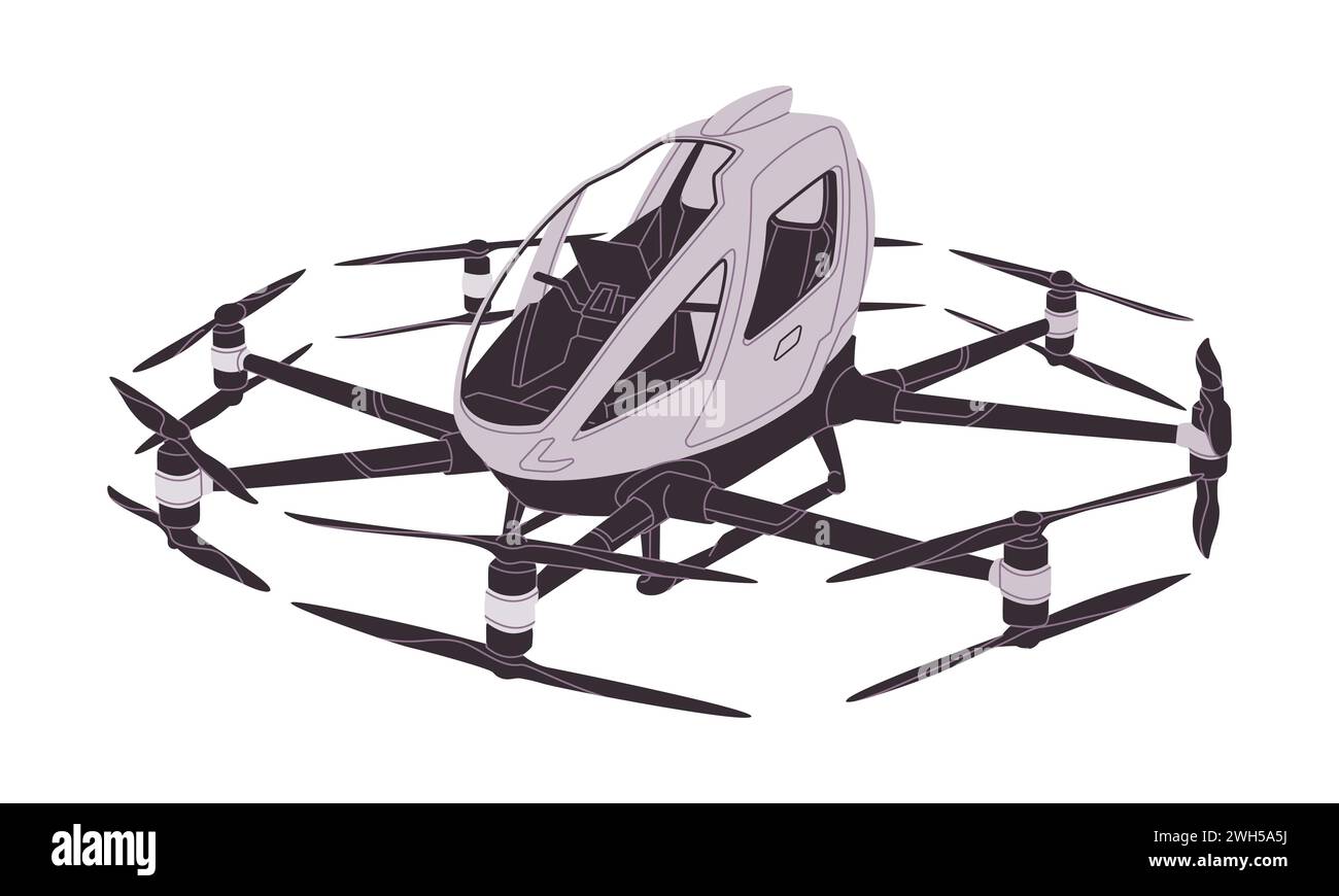 flying taxi technology aircraft with propeller modern transportation ...