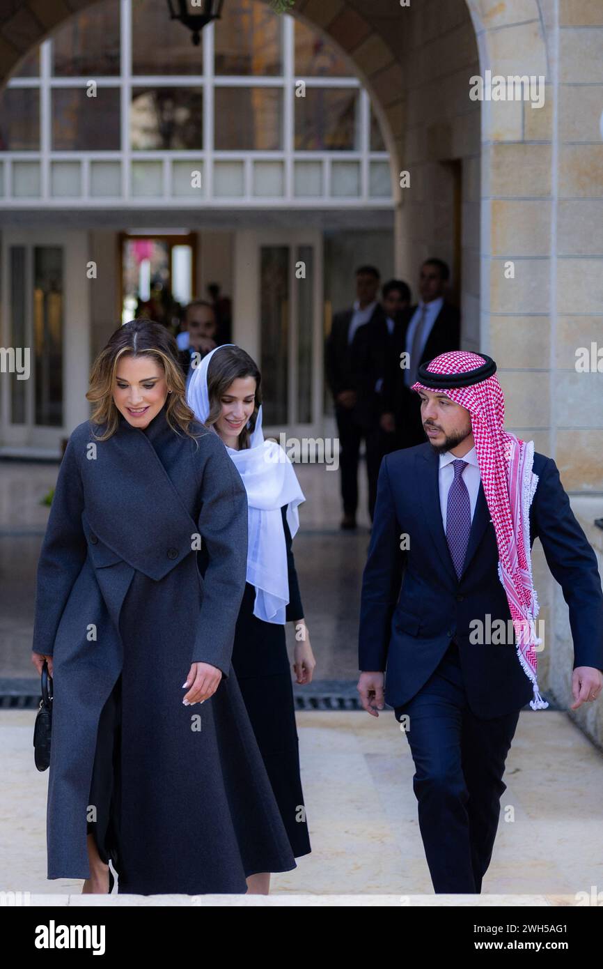 Amman, Jordan. 07th Feb, 2024. Queen Rania, Princess Rajwa and Crown ...
