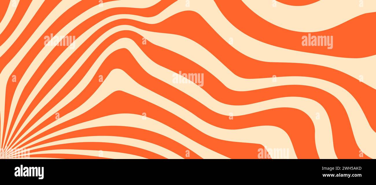 Orange trippy burst lines background. Psychedelic wavy stripes ...