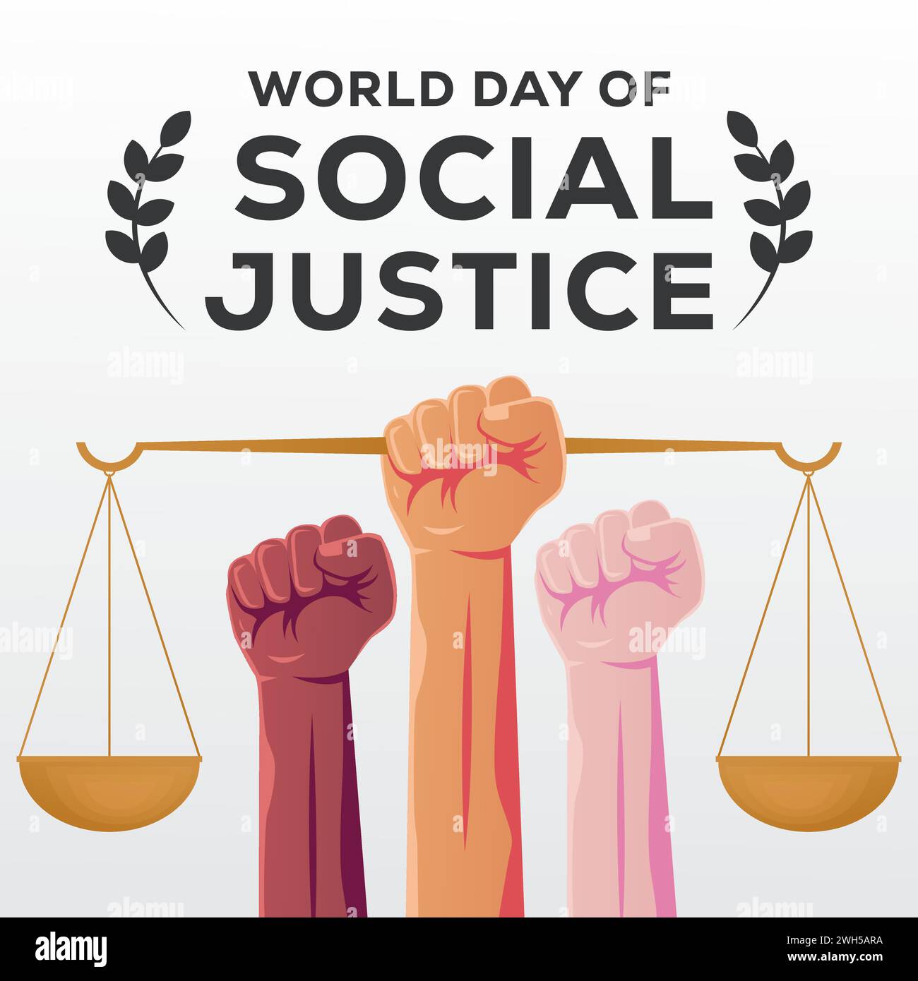 vector World Day of Social Justice with a hand holding the scales Stock ...