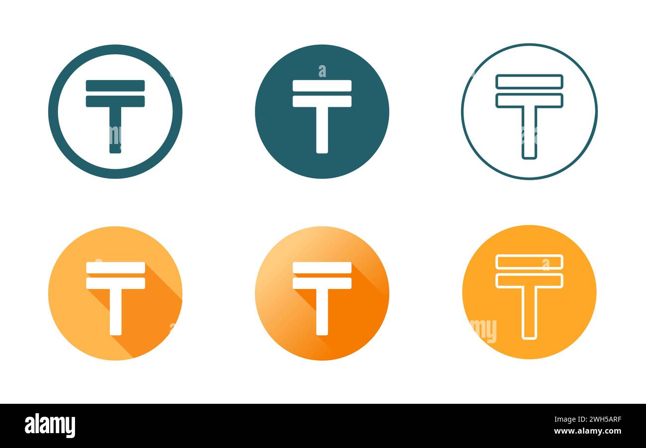 Kazakhstani Tenge Currency Symbol Icon Set Stock Vector Image & Art - Alamy