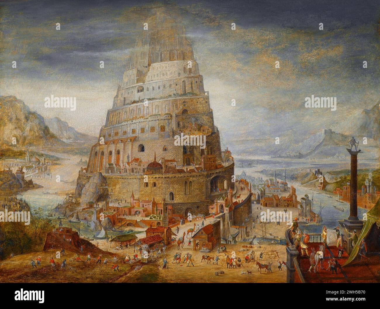 Belgium / Iraq / Mesopotamia: 'The Building of the Tower of Babel'. Oil ...
