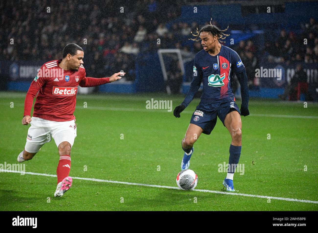 Paris, France. 07th Feb, 2024. Bradley Barcola during the French Cup ...